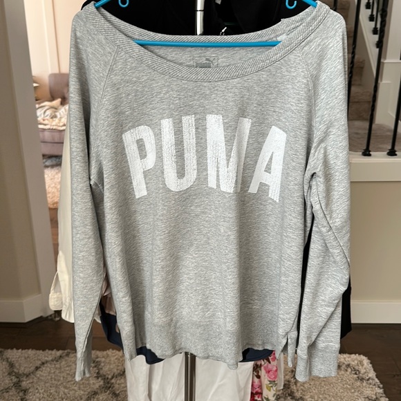 Puma | Tops | Puma Boat Neck Sweatshirt Grey Xl | Poshmark